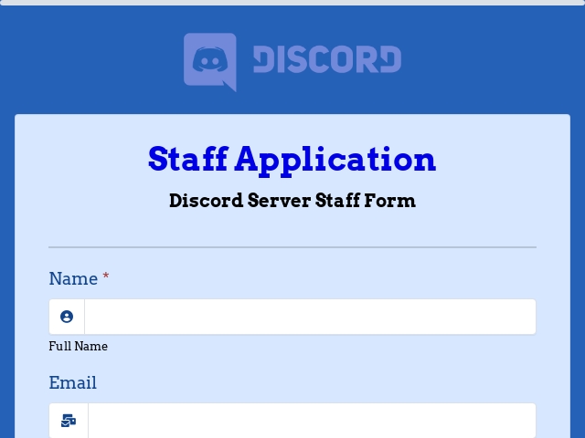 Discord Staff Application - Free Template | Customize & Use - FormNX